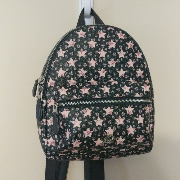 Coach | Bags | Rare Coach Charlie Midnite Mini Backpack Black With Pink ...
